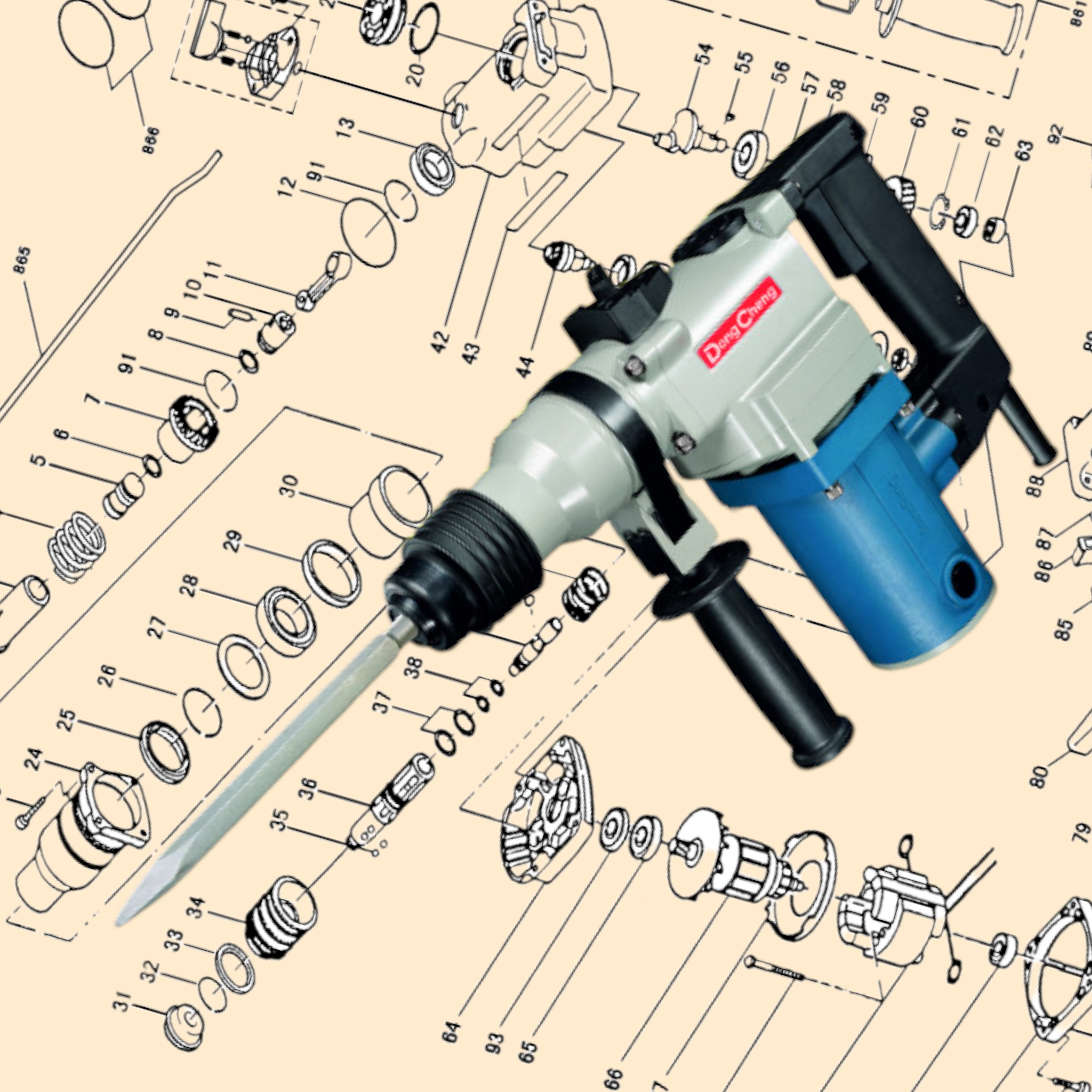 Rotary hammer attachments store