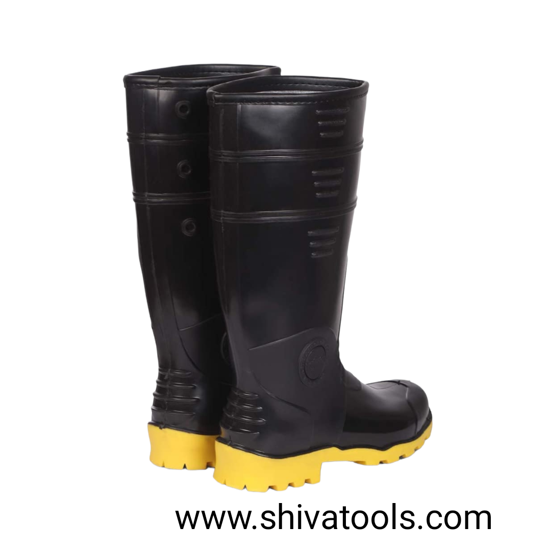 Black PVC Industrial Purpose Safety/Gum Boots - Size10-9-8